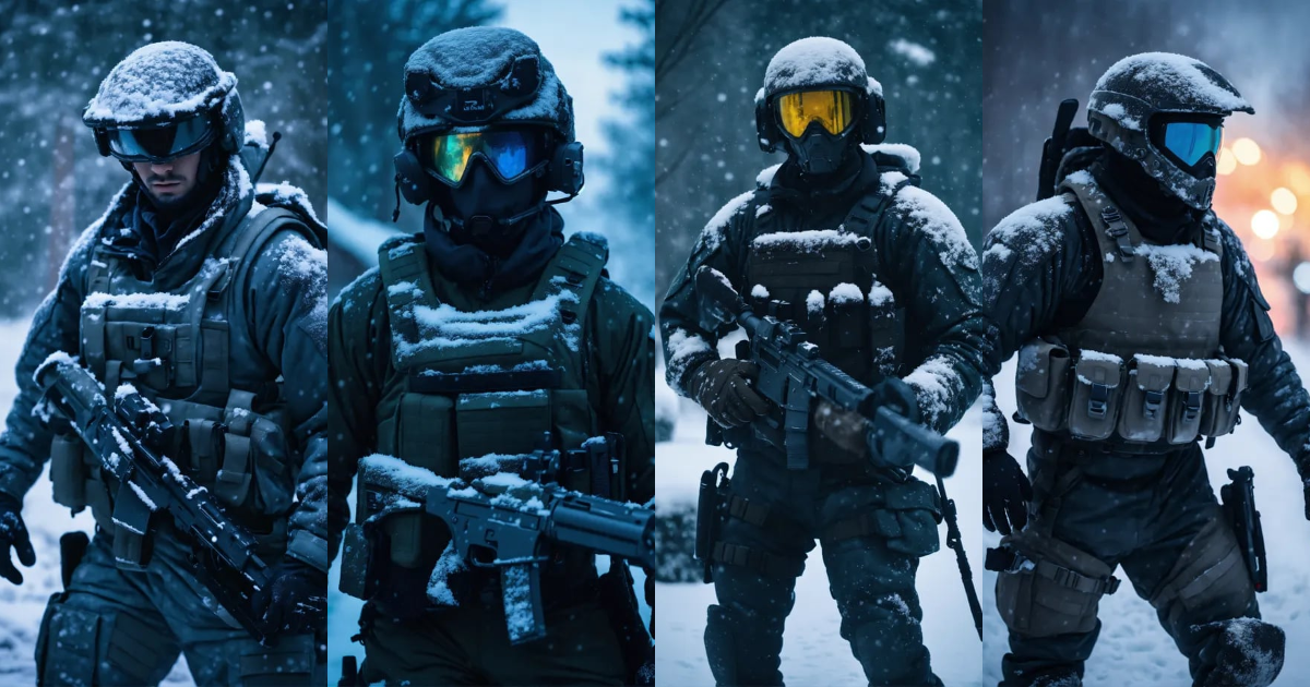 Lexica - A alien soldier monster , wearing winter camo military gear ...