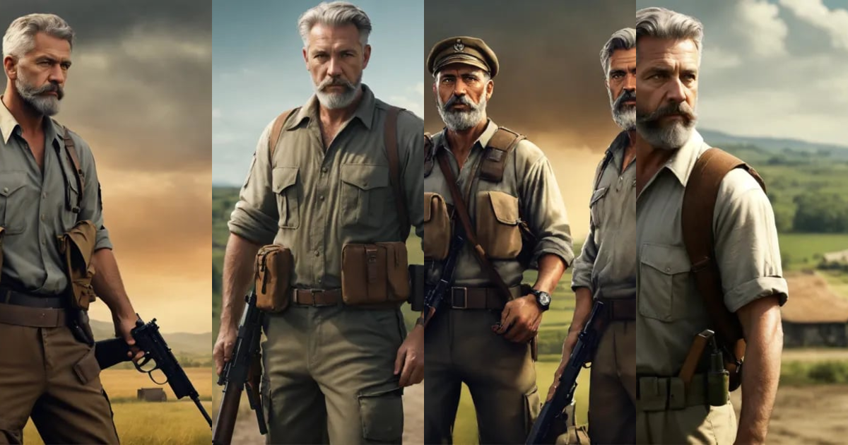 Lexica - Cinematic wallpaper of a 1940s german mercenary with a plain t ...