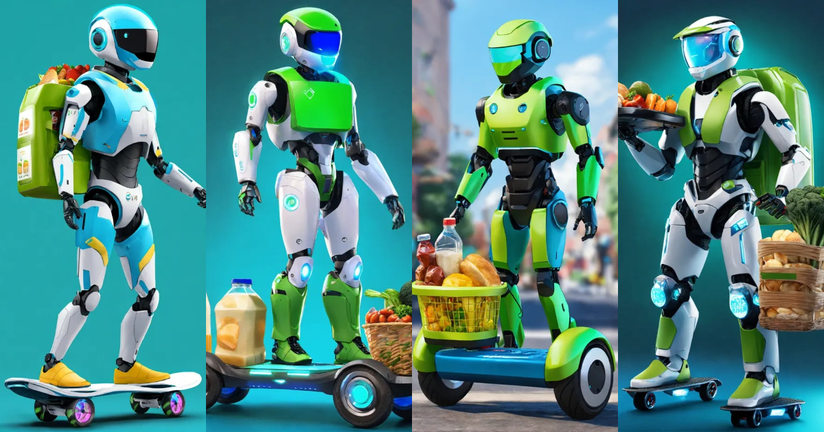 Lexica - A passionate male robot on hoverboard, realistic man face ...
