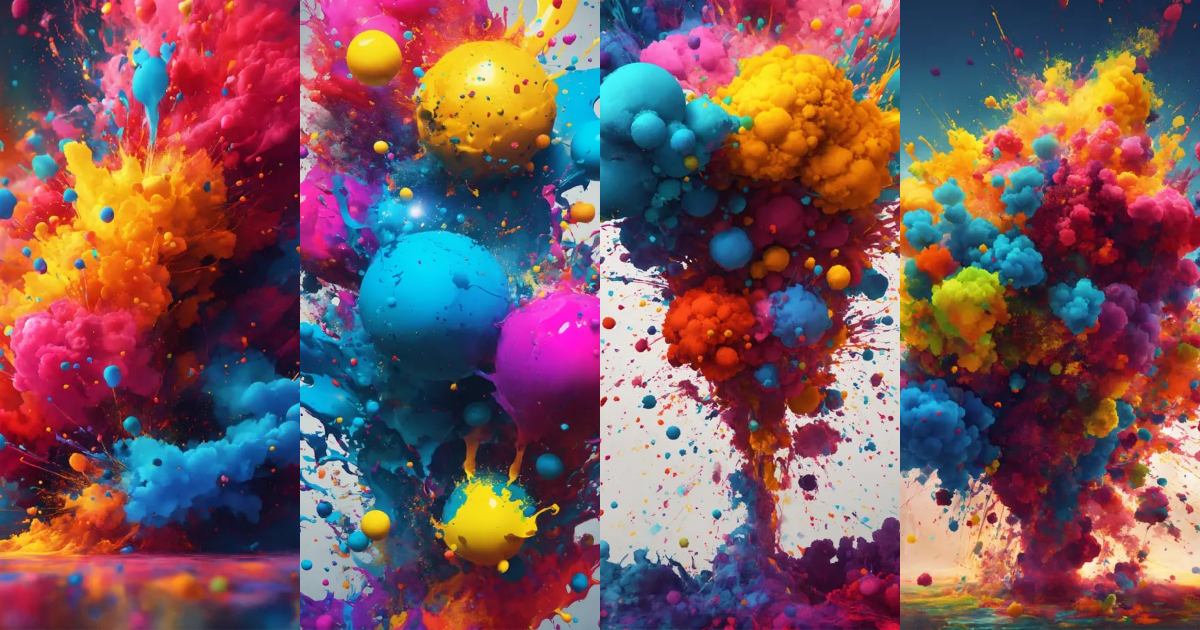 Lexica - Illustration made of colorful ink splatters, futurism, concept graphics illustration ...