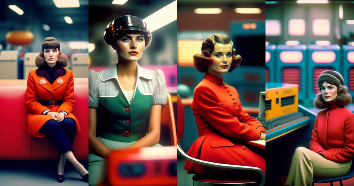 Lexica - A Soviet girl sitting in a chair in front of a colorful soviet ...
