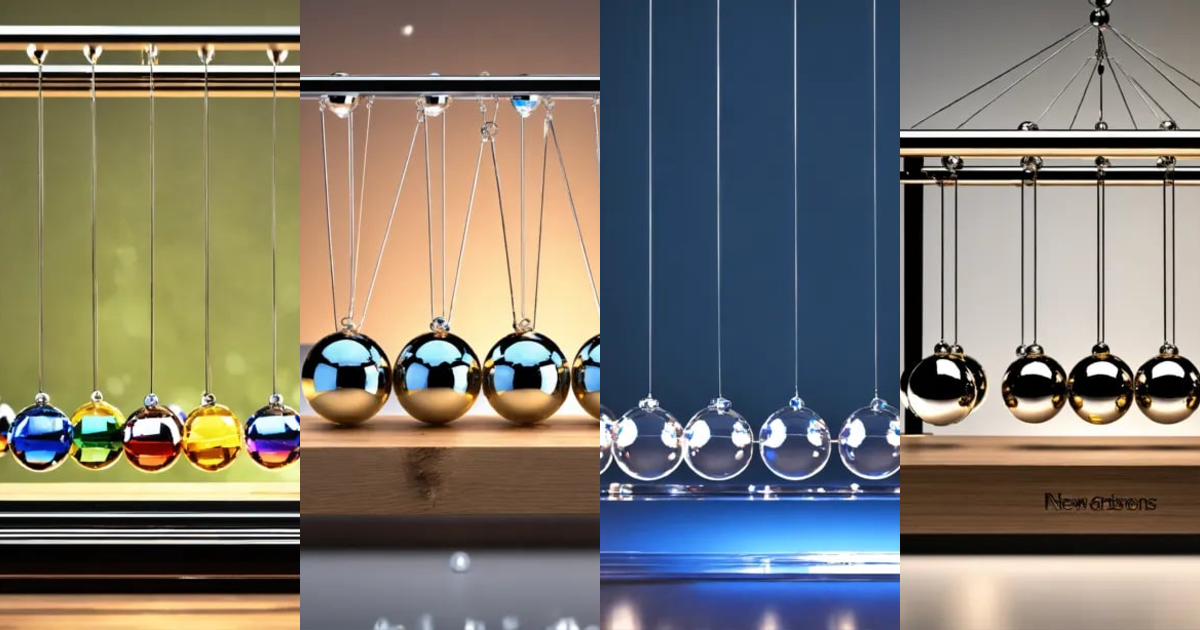 Lexica - Newtons cradle, five crystal clear transparent bouncing balls ...