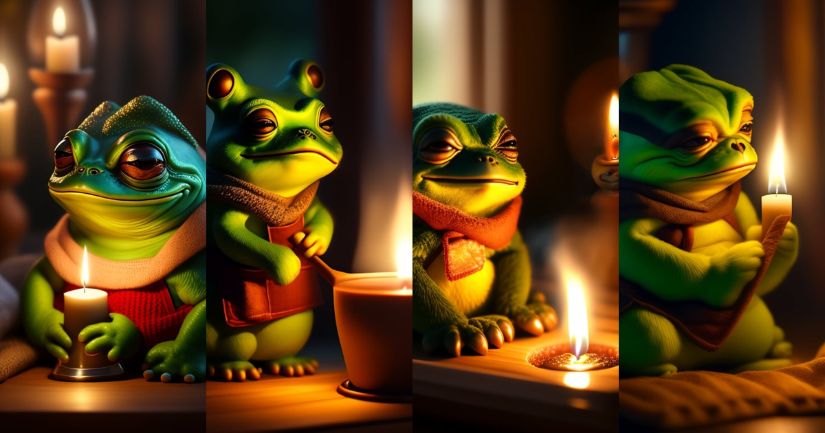 Lexica - An exhausted pepe the frog cooking with an apron on cozy ...