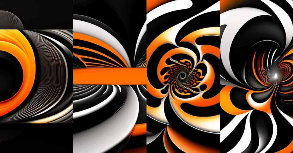 Lexica - 7D Abstract illusion black white orange design