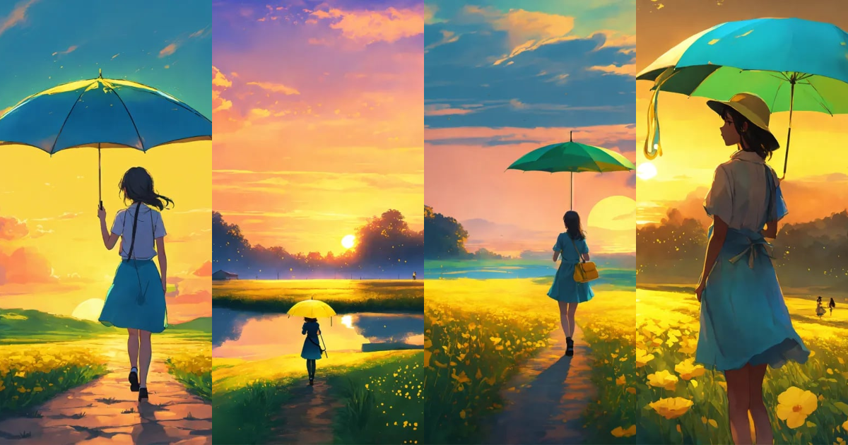 Lexica - Animation wallpaper with sky blue, meadow green, and golden ...