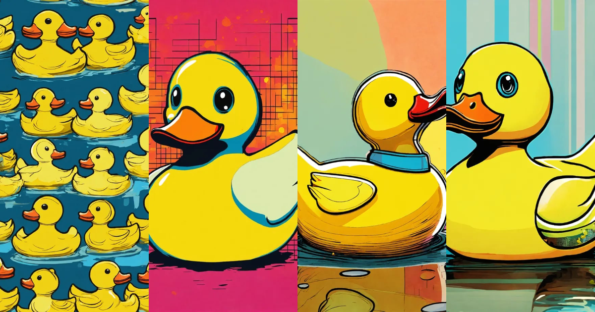 Lexica - Yellow rubber duck, pop art style