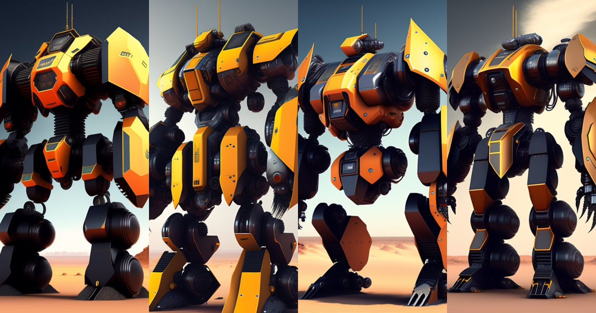 Lexica - Digital render of mech robot, hexagonal, metal plates ...
