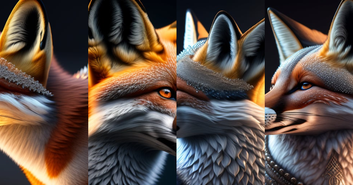 Lexica - A fox with intricate silver ornament engravings on the head ...