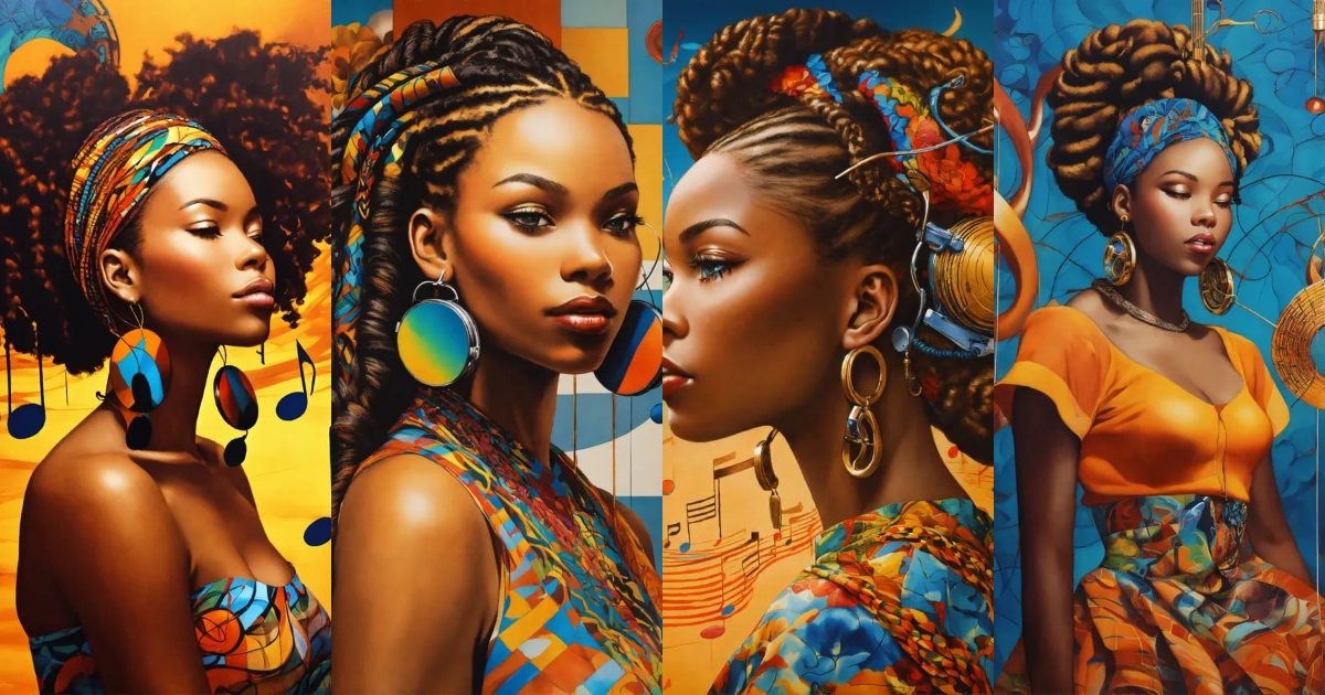 Lexica - A beautiful woman with braided hair and music notes, an ...