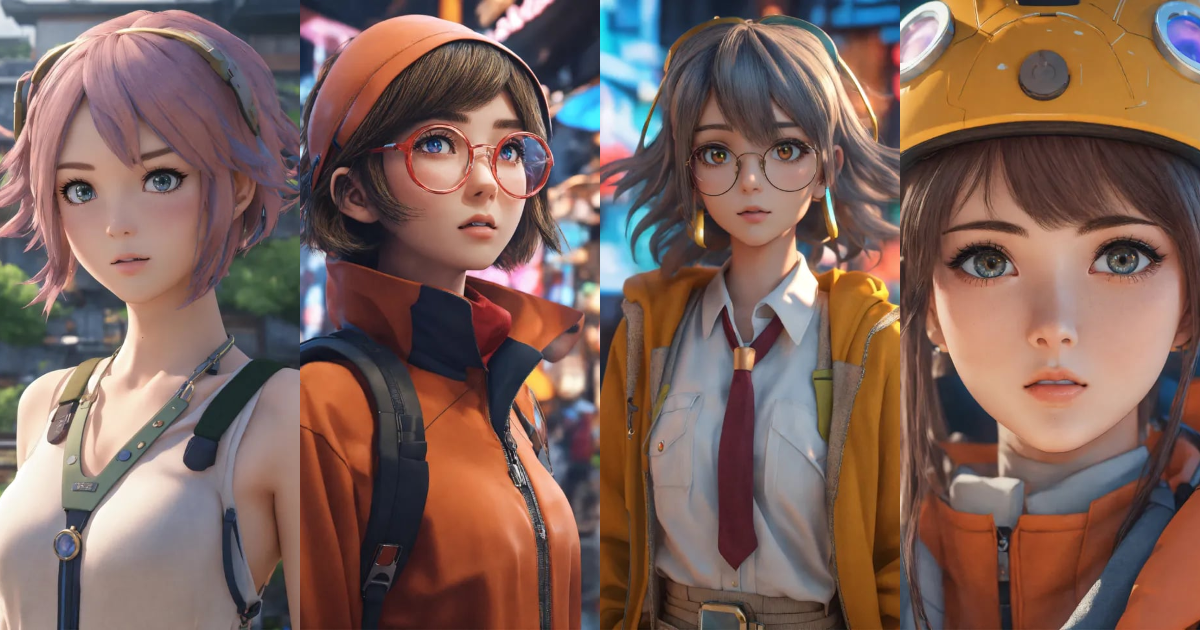 Lexica - 3d rendered, 2020s anime dystopian extroverted female, full ...