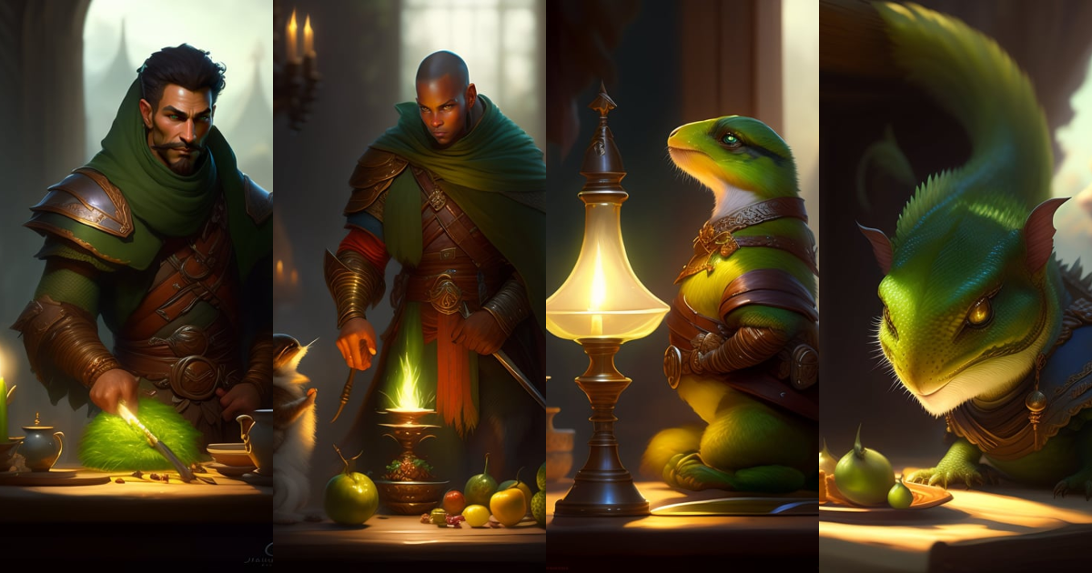 Lexica - Green worm on the table, by justin gerard and greg rutkowski ...