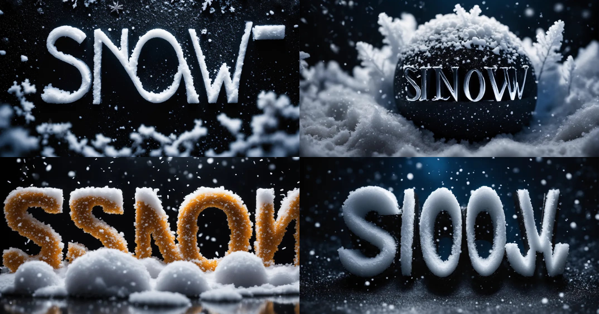 Lexica - Black background, the word Snow made of snow in 3d 4k ...