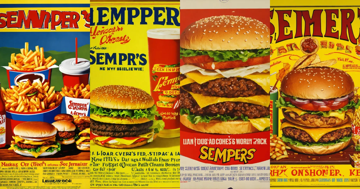 Lexica - Fast food advertisement poster for "Semper's"
