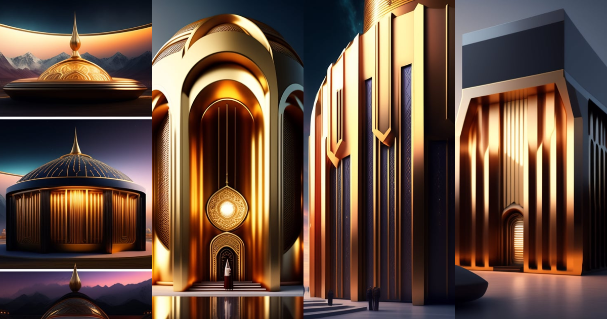 Lexica - Create an image of a futuristic synagogue with a beautiful ...