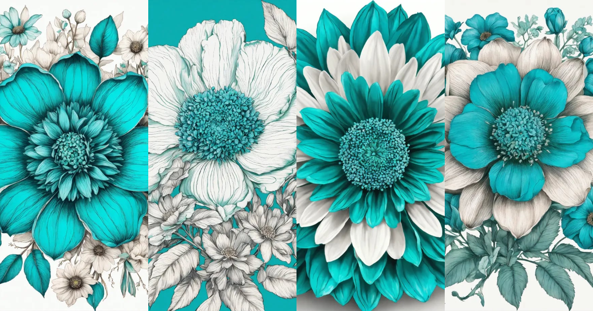 Lexica - Large beautiful turquoise flower, hyperrealistic, facing front ...