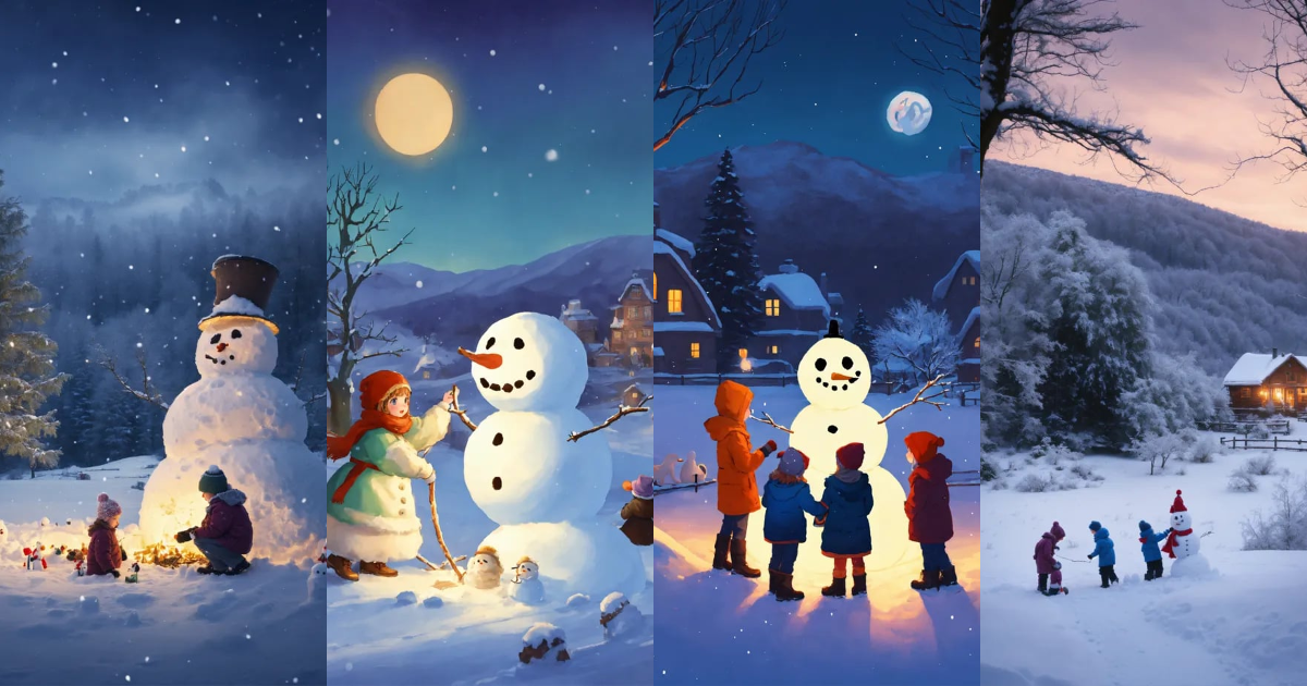 Lexica - Some ghosts children building a snowman in a picturesque ...