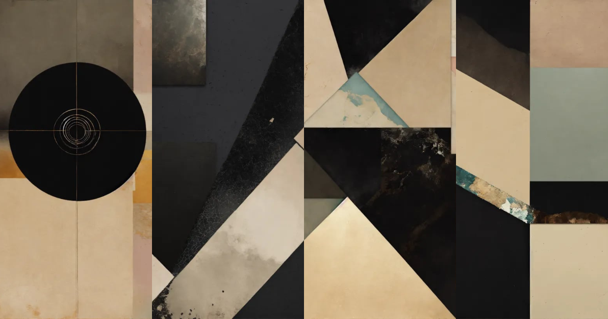 Lexica - Album cover, Fragments, dark design, texture, pastels cream black