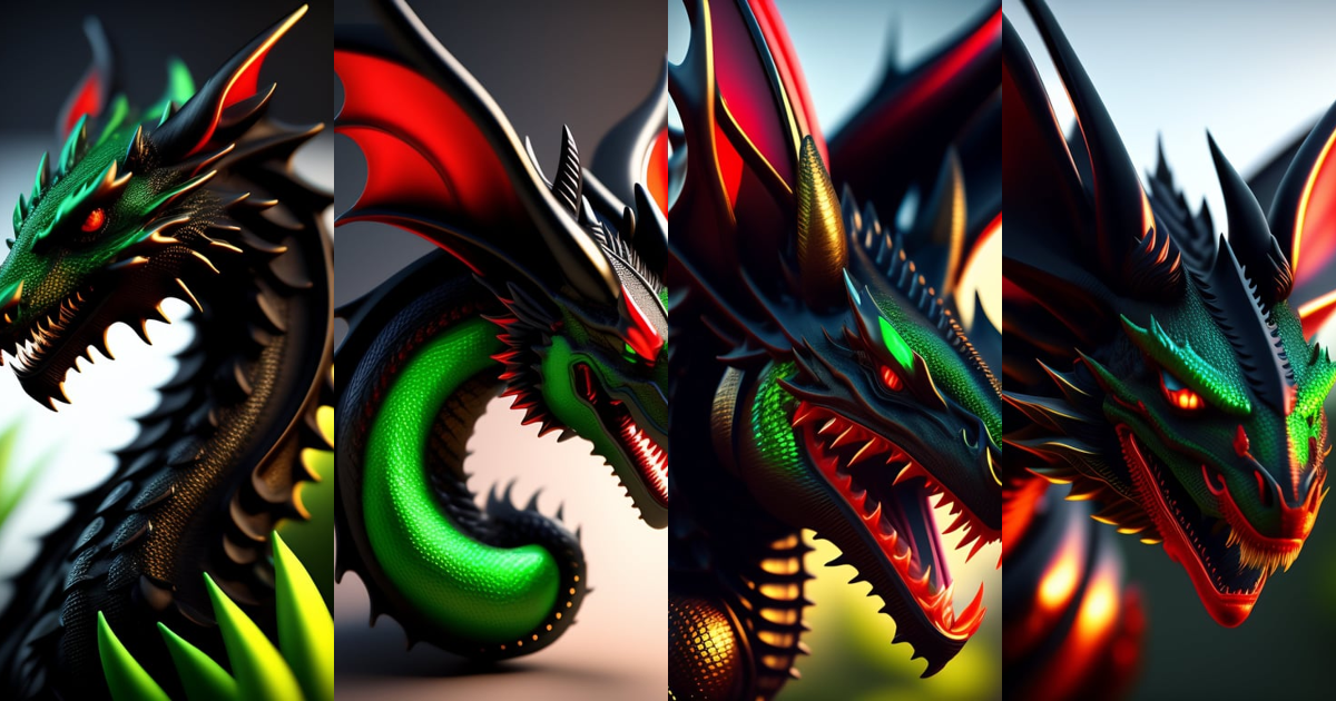 Lexica - Black dragon, green dragon, red, dragon, depth of field,32k ...