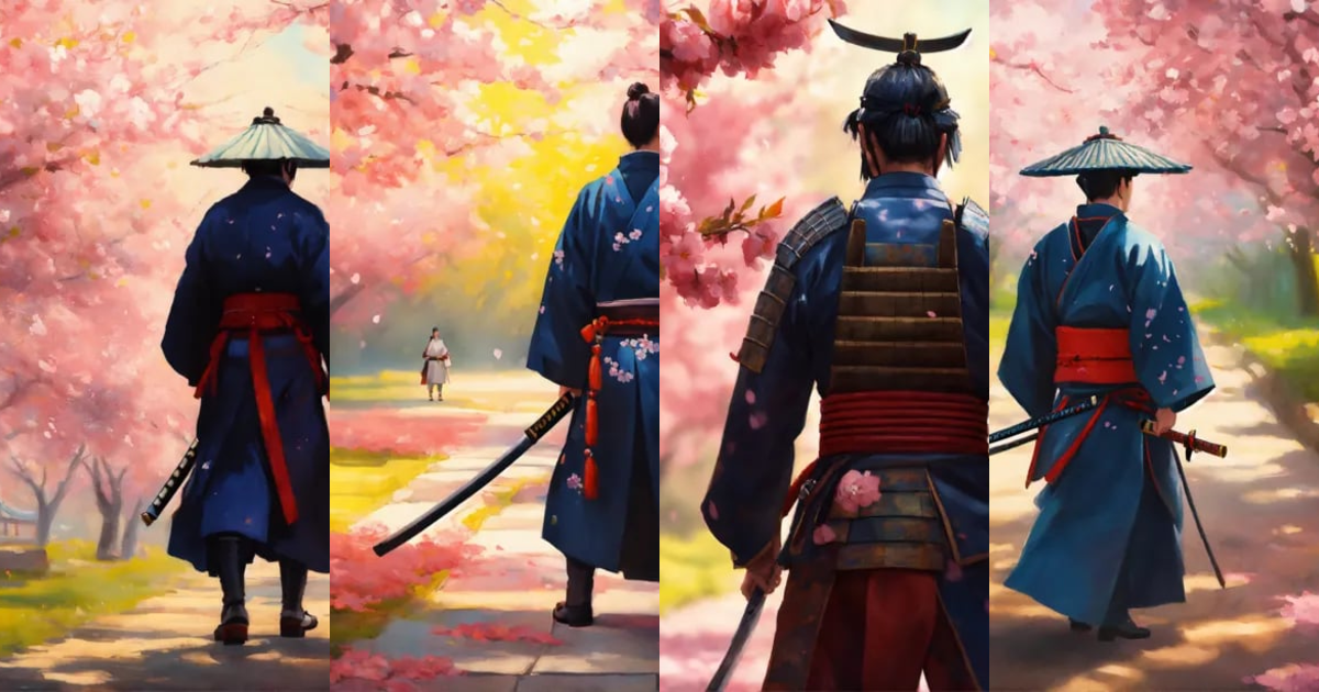 Lexica - IMPRESSIONIST STYLE PAINTING OF A SAMURAI IN THE CHERRY ...