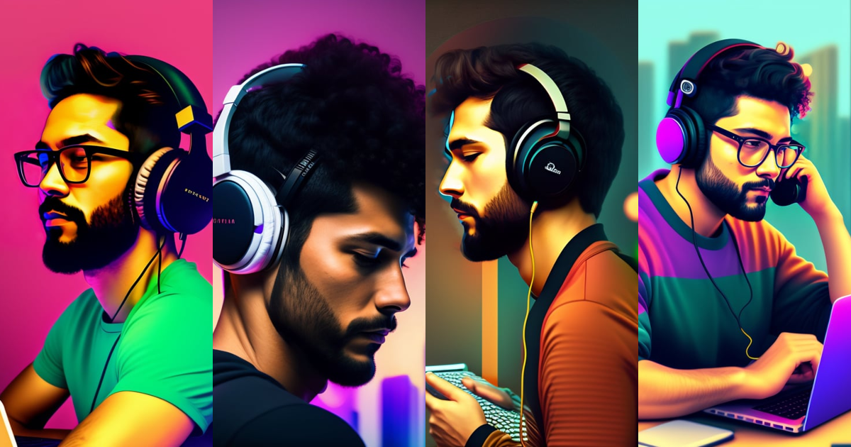 Lexica - Portrait of a coder sitting in front of his laptop with his bi ...