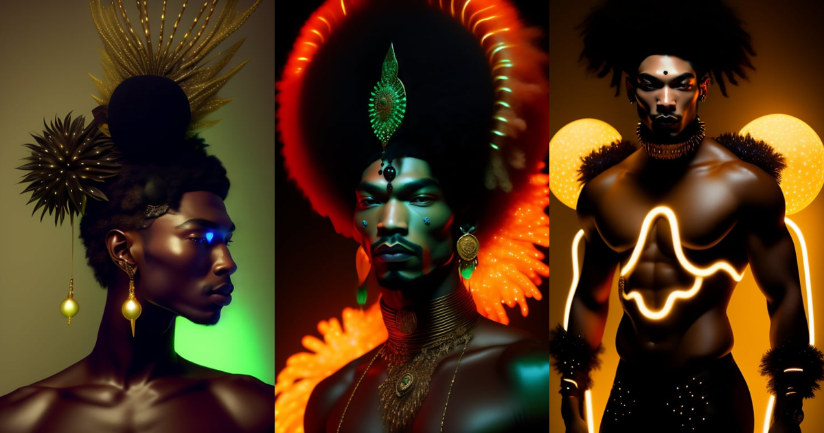 Lexica - Male full body high fashion biopunk bioluminescent giant man ...