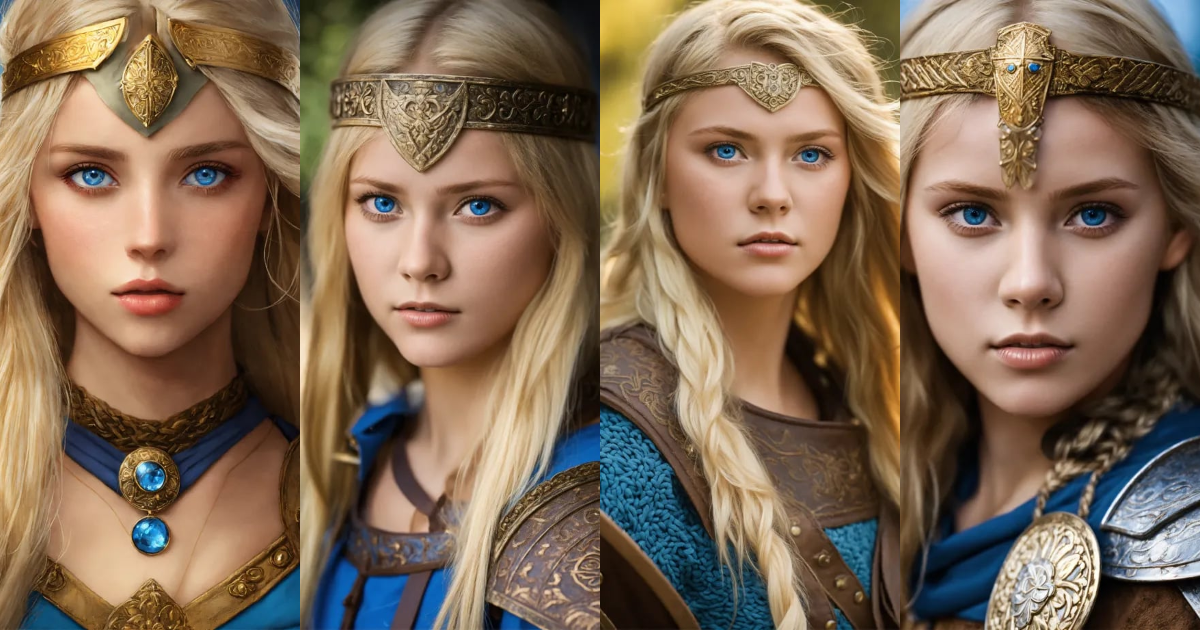 Lexica - Anglo saxon girl blue eyes blonde hair warrior