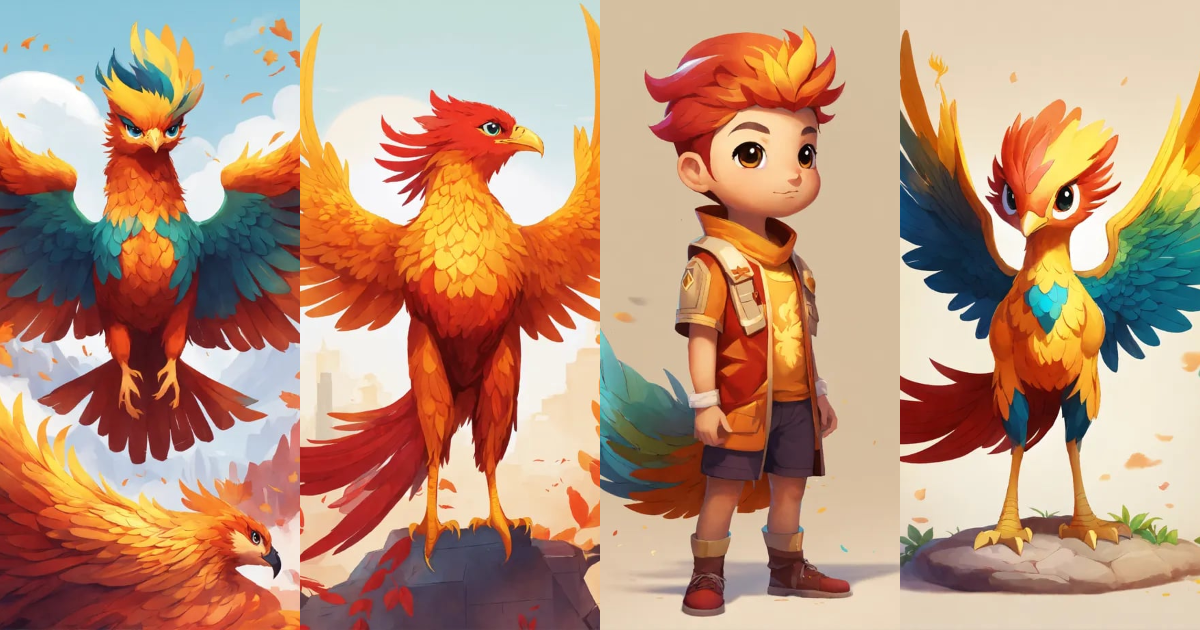 Lexica - Young phoenix; full body; illustration in the style of joey ...