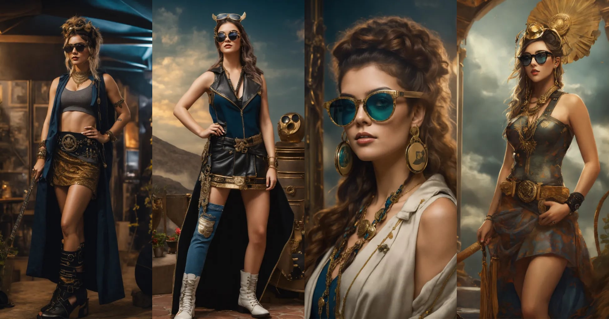 Lexica - Goddesses Athena dressed in a rocker style with black glasses in full height