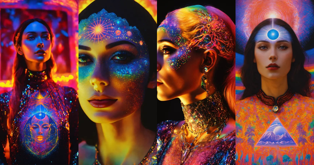 Lexica - Photorealistic portrait Gothic Fashion, of cosmic Alex Grey ...