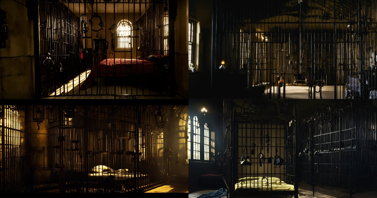 Lexica - Dark goth bedroom, bows, pillows, plush, over the top, prison ...
