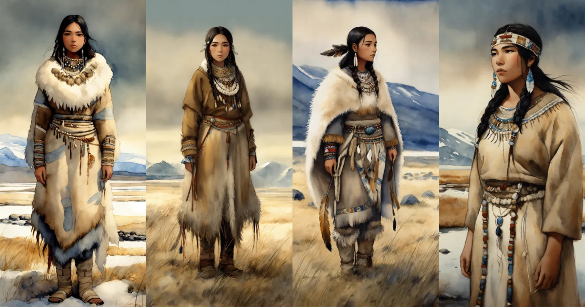 Lexica - Full body Illustration of an inuit woman, young, 18 years old ...