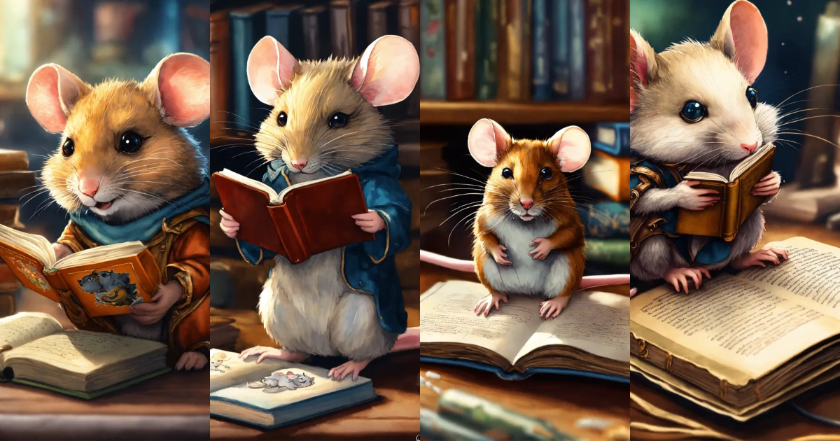 Lexica - STICKER, Close-up of mouse with book and mouse, adorable ...