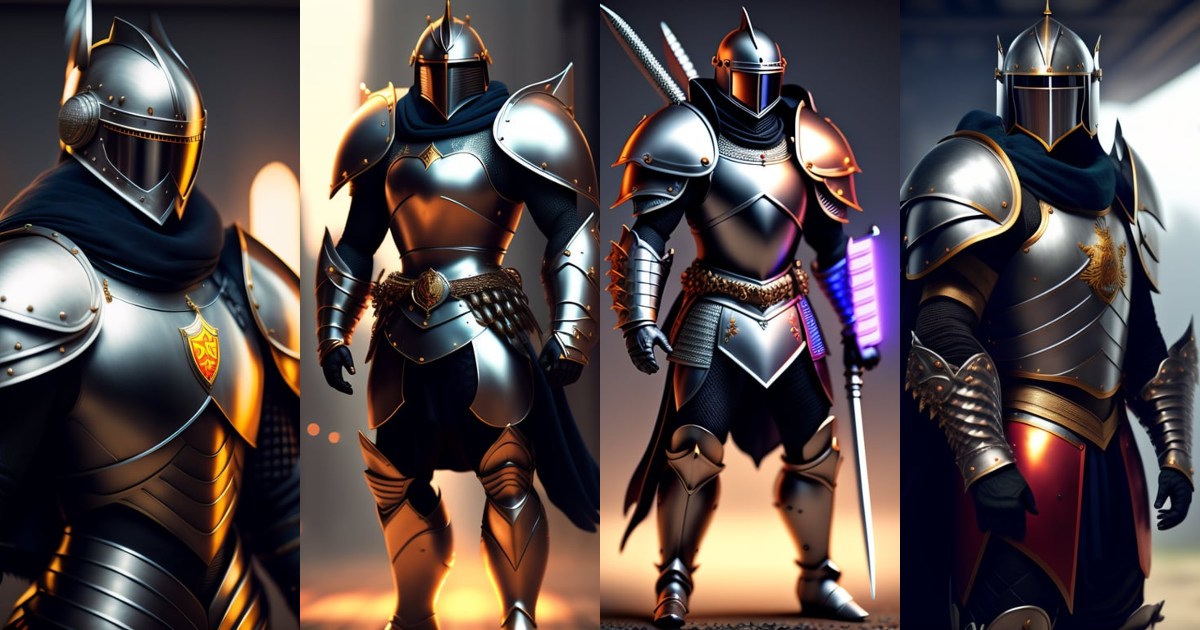 Lexica - Medieval knight with futuristic armor and electronic gadgets
