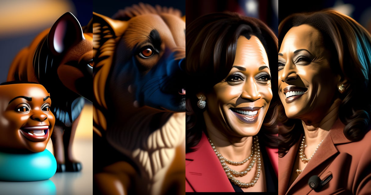 Lexica - Kamala Harris' face on a hyena's body, laughing, funko ...