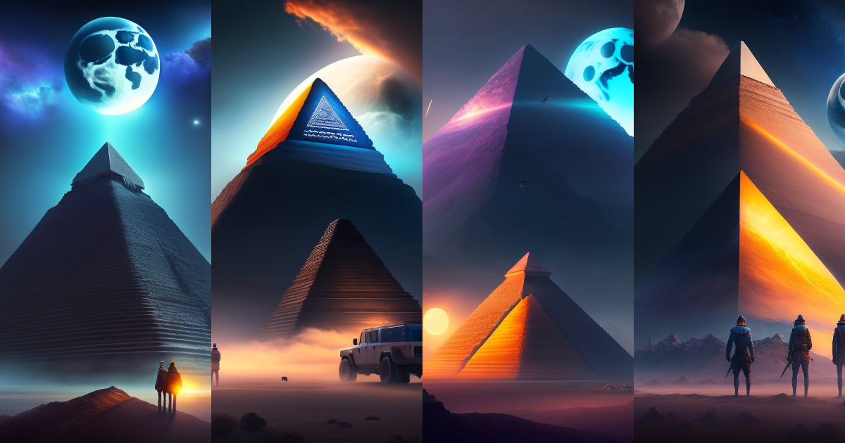Lexica - Dystopian pyramids, background storm, computers, beautiful ...