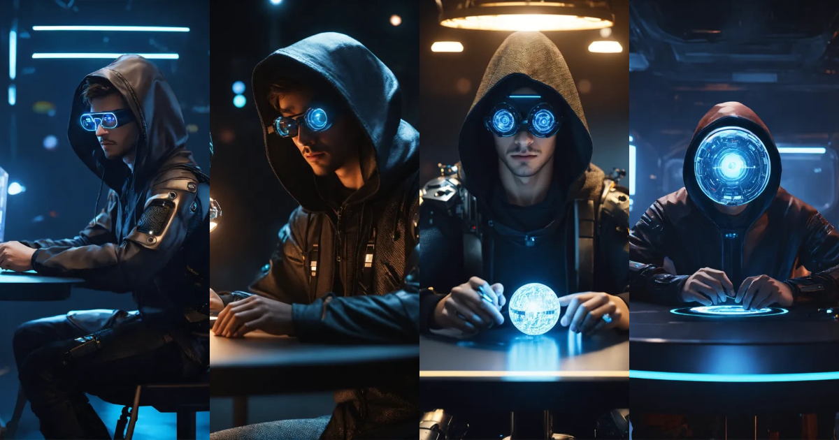 Lexica - Nerdy 25 year old male cyborg hacker wearing futuristic ...