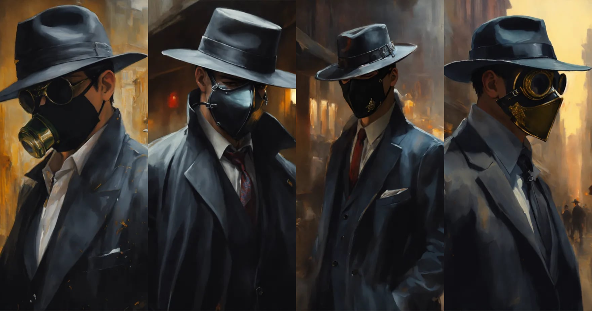 Lexica - Mysterious man hiding behind a plague mask, mafia, mafia hat ...