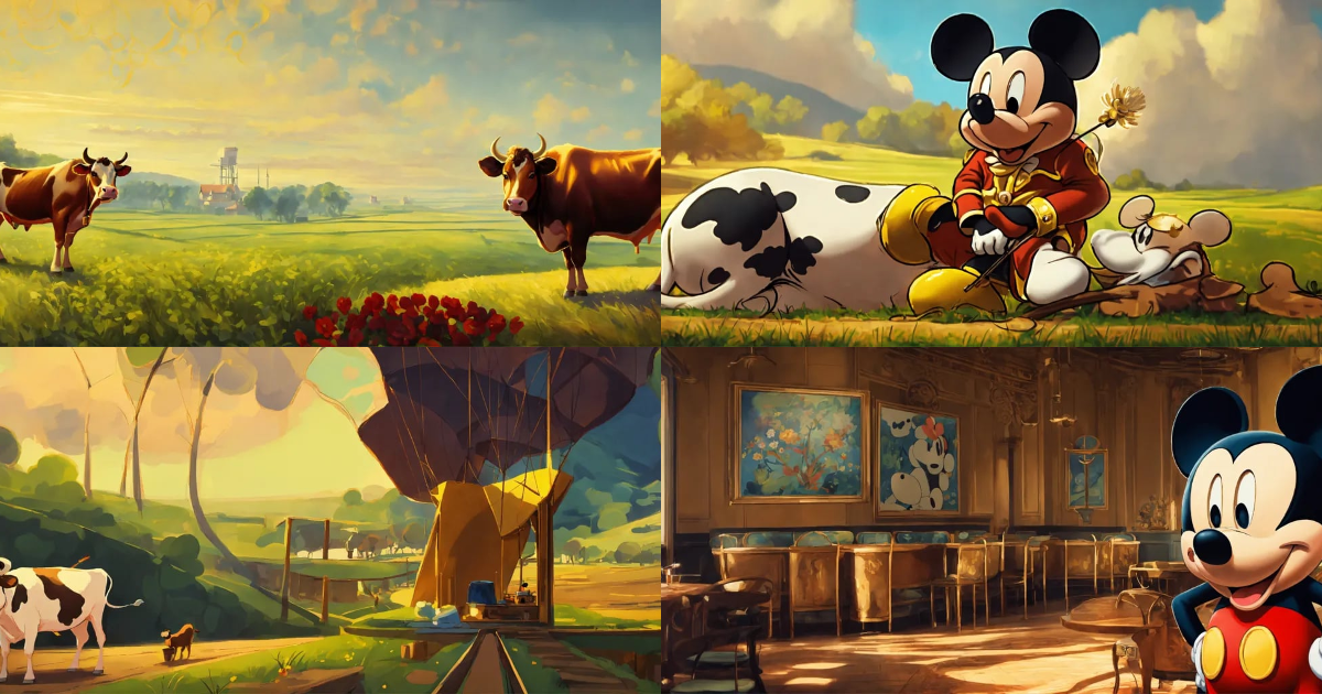 Lexica - Mickey Mouse has evolved into a cow with Mickey Mouse ...