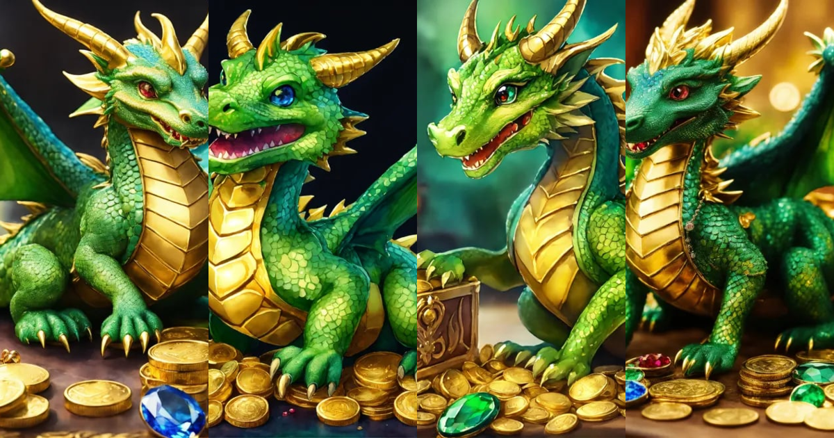 Lexica - Cute, adorable, pretty smiling green and gold dragon with ...