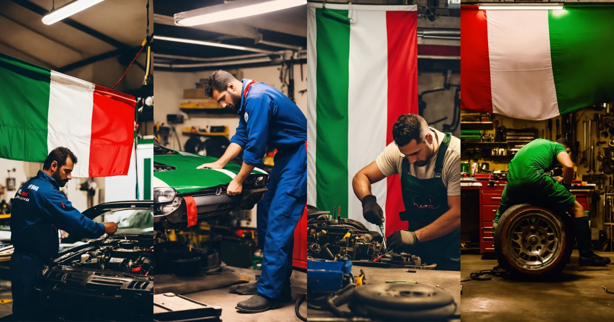 Lexica - An Italian car mechanic working in his workshop with the ...