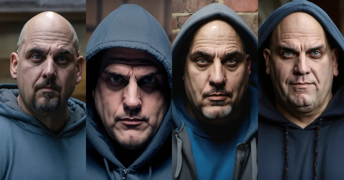 Lexica - UNCLE FESTER JOHN FETTERMAN WEARING A HOODIE OVER HIS HEAD ...