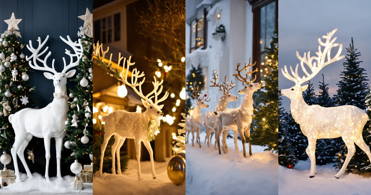 Lexica - White christmas reindeer christmas trees