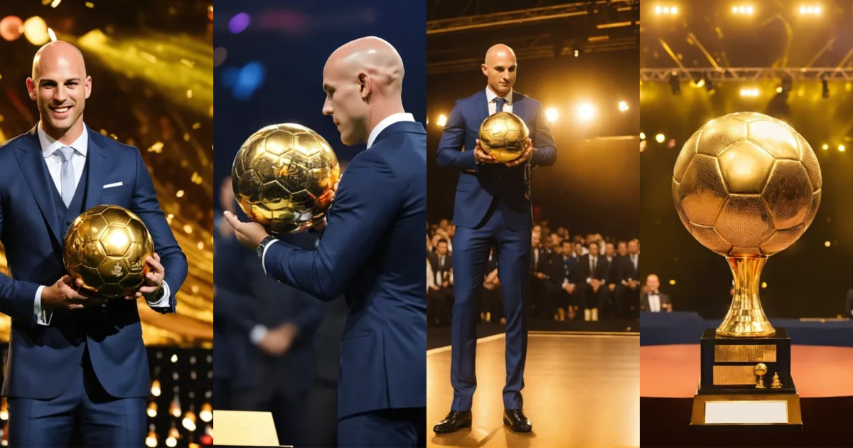 Lexica - Awarding the golden ball to the best football player, on stage ...