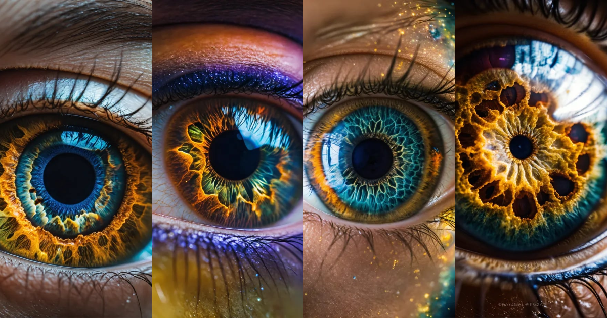 Lexica - Lateral view of an eye with the iris looking like a galaxy
