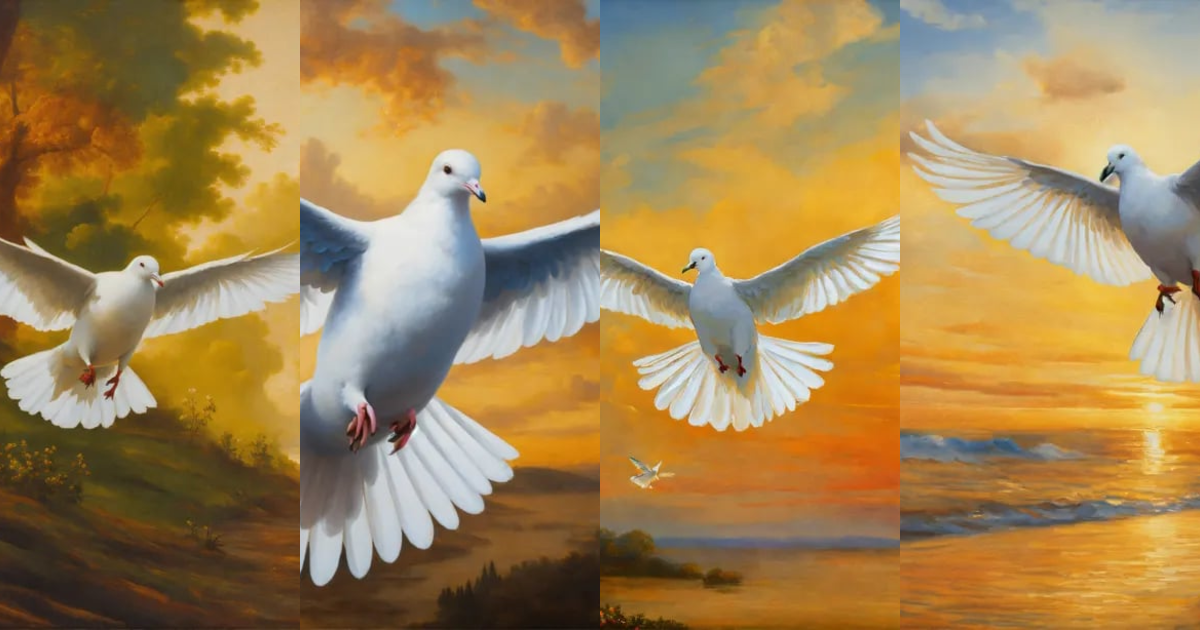 Lexica - Renaissance oil painting of a flying white dove