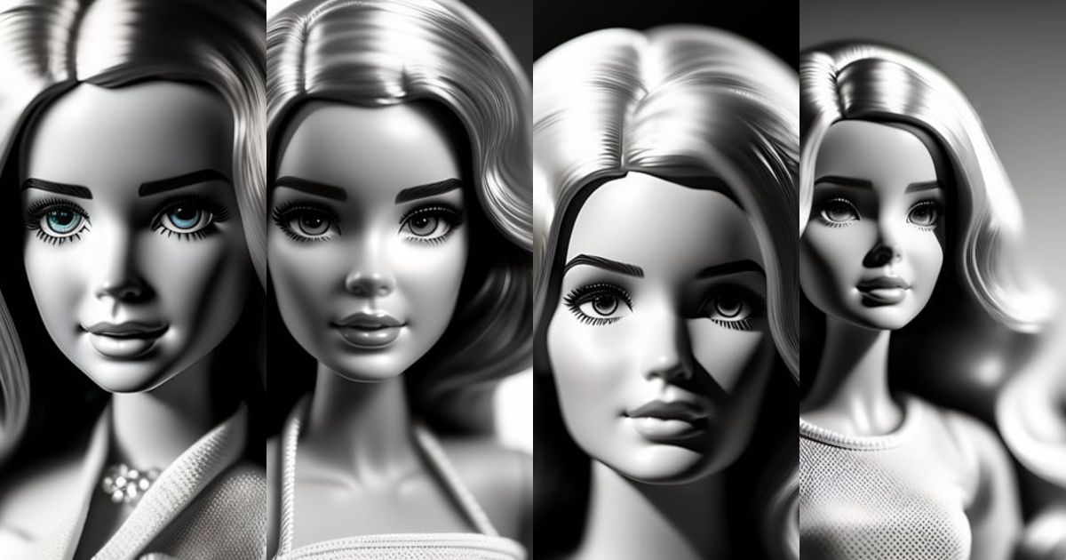 Lexica - Old lost footage in black and white of barbie, hyper realistic ...