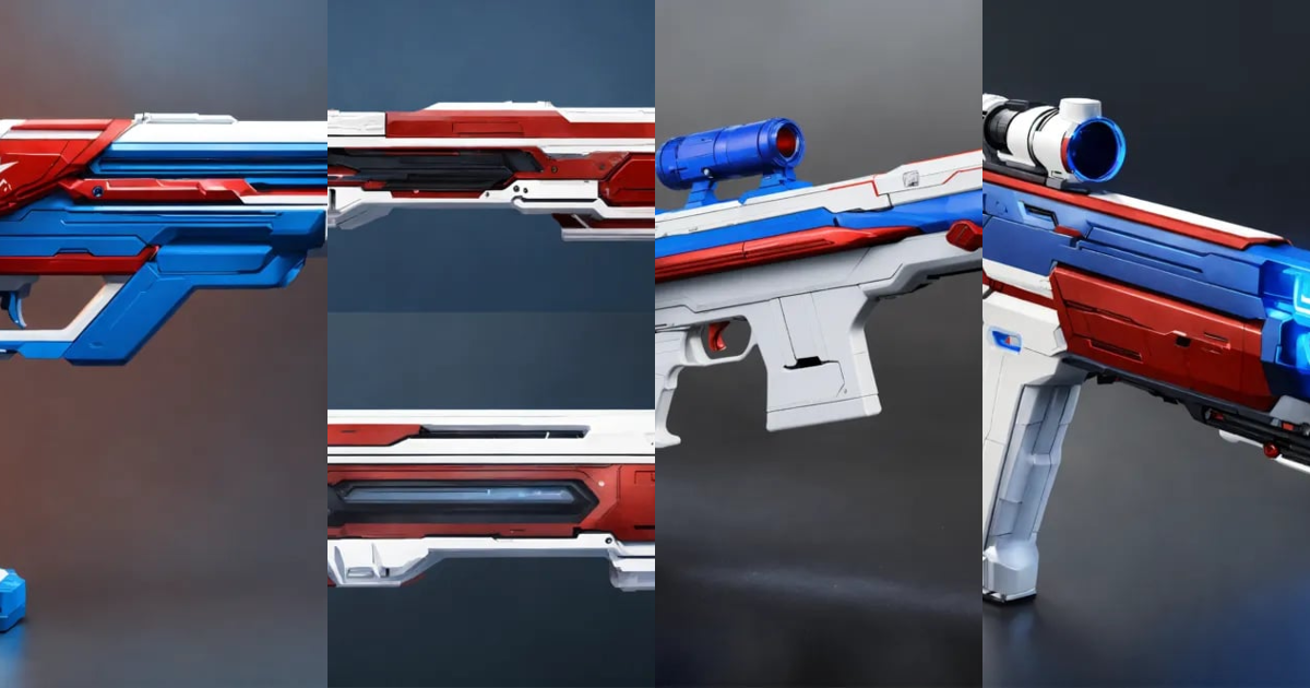 Lexica - Side view of a white and blue and red sci fi energy rifle, HD ...
