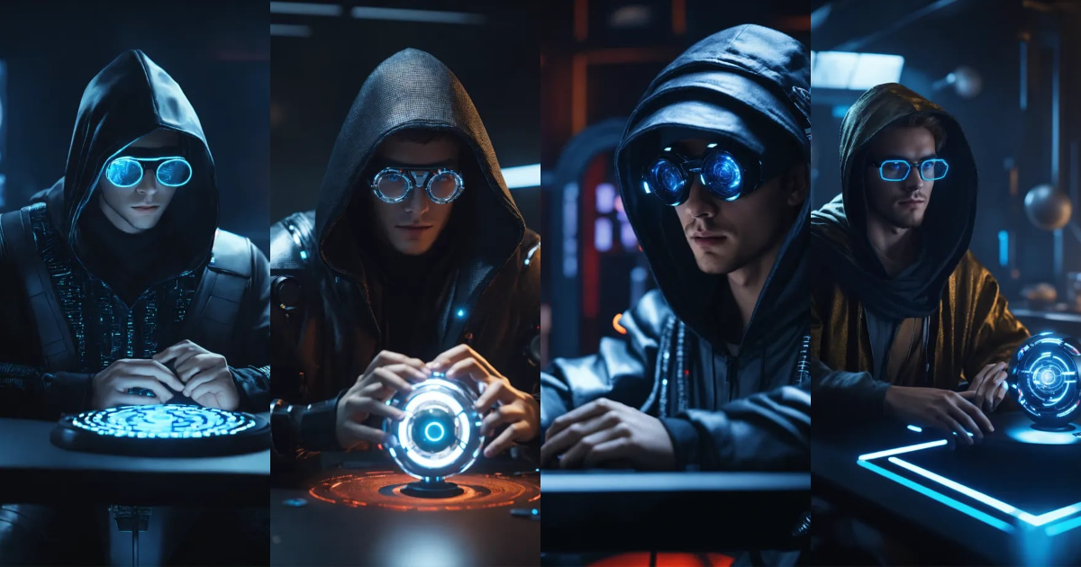 Lexica - Nerdy 25 year old male cyborg hacker wearing futuristic ...