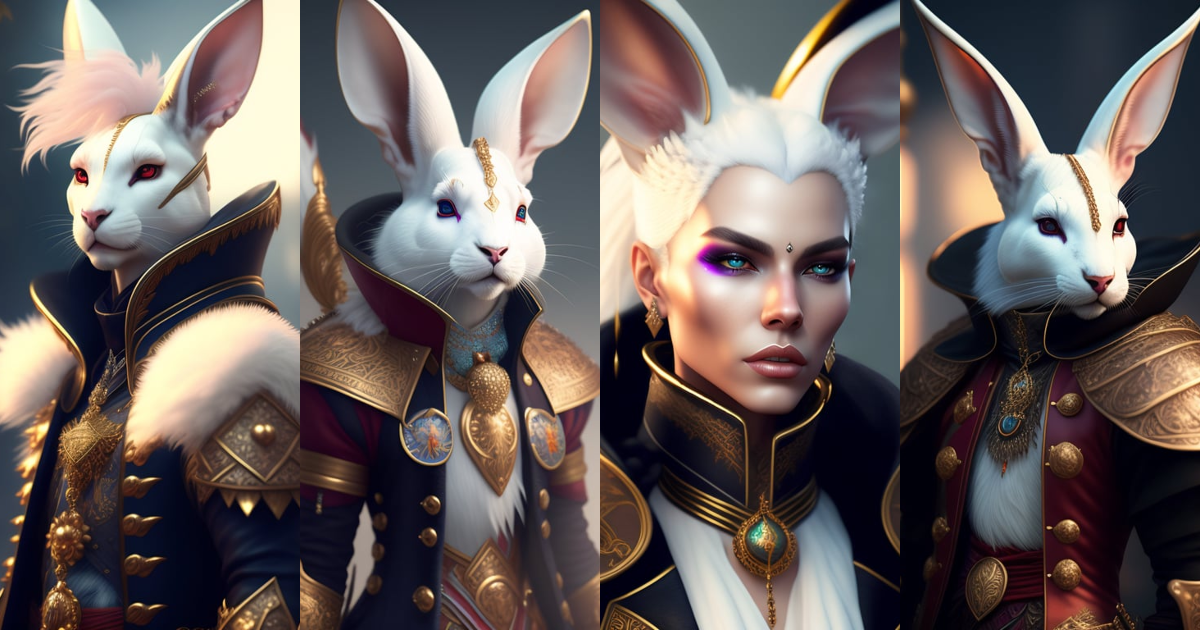 Lexica - An anthropomorphic white rabbit male wizard face dressed as a ...