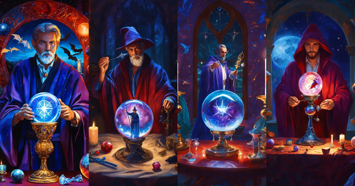 Lexica - ALL GLASSBLOWING superrealism STYLE MAN in center Wizard ...